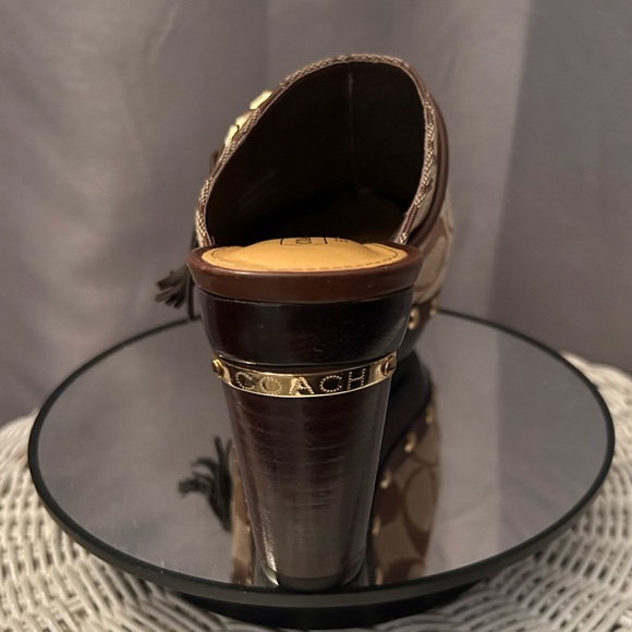 Coach | Shoes | Coach Shasha Clogs Mules In Brown Wood Leather And ...